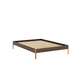 Bettgestell Karup Design, B:146cm H:34cm L:206cmcarob braun, solar orange, Betten, "CORE BED Bodenbett, Holzrahmen, Futonbett, Jugendbett, Holzbett",