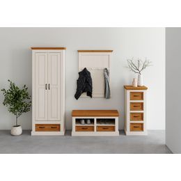 Garderobenschrank Home Affaire "Selma", wei&szlig; (wei&szlig;, gewachst), B:70cm H:185cm T:40cm, Massivholz, Schr&auml;nke, Garderobenschrank
