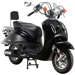 Motorroller Alpha Motors "Retro Firenze", schwarz (schwarz, schwarz), Motorroller, 85 km/h, im Retro-Look, B:88cm H:111cm L:187,5cm