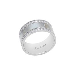 JOOP! Fingerring JOOP "2039778/-79/-80" Gr. 56, silber (edelstahlfarben, kristallwei&szlig;), Fingerringe, Damen, 56, Edelstahl, 10mm, Fingerring, mit Zirkonia (synth.)