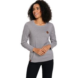 Damen Pullover mit 50% Baumwolle grau-meliert, Gr&ouml;&szlig;e 44
