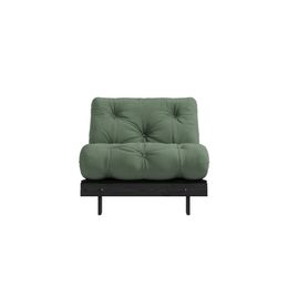 Daybett Karup Design "Roots Sofa Bed, Schlafsofa, Daybett, Bettfunktion, FSC-Massivholz", gr&uuml;n (olive gr&uuml;n), B:90cm H:85cm, Bezug: 80% Baumwolle, 20% Polyester, Daybetten, Inkl. Futonmatratze. Mehrere Gr&ouml;&szlig;en & Farben, Made in Europe