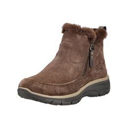 Stiefelette Skechers "Skechers Stiefelette Veloursleder/Textil", Damen, Gr. 37, chocolate, Textil, Veloursleder, Schuhe Stiefelette