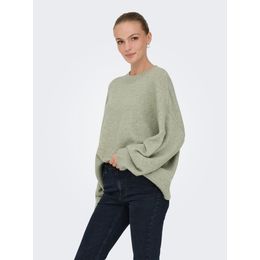 Jacqueline de Yong Strickpullover JDY "JDYSONJA L/S O-NECK PULLOVER KNT NOOS", Damen, Gr. M, seagrass detail:melange, Strick, Obermaterial: 57% Polyester, 26% Polyacryl, 14% Nylon, 3% Elasthan, meliert, normal, Rundhals, B&uuml;ndchen, Pullover Strickpullover