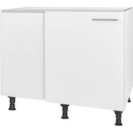 Eckunterschrank Nobilia, B:100cm H:87cm T:58,3cmfront: alpinwei&szlig;. korpus: alpinwei&szlig;, K&uuml;che, Schr&auml;nke, ""Laser", vormontiert", mit h&ouml;henverstellbaren