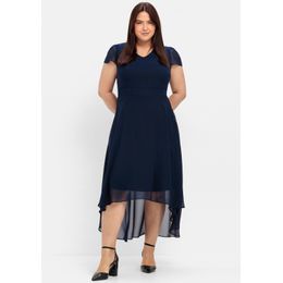sheego Damen Abendkleid mit Fl&uuml;gel&auml;rmeln, marine, Gr&ouml;&szlig;e 46