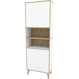 Hochschrank Welltime "Morena", wei&szlig; mit artisan eiche, B:66,4cm H:195cm T:32,5cm, ABS-Kunststoff, Spanplatte, Schr&auml;nke, Hochschrank