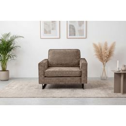 Loveseat Home Affaire, B:105cm H:85cm T:97cmbraun, 100% Polyester, Sessel, "Pinto 105 cm, Cord, Chenille, Lederoptik", mit Keder, Metallf&uuml;&szlig;en und