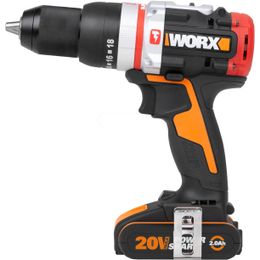 Akku-Schlagbohrmaschine WORX "WX354", bunt (schwarz, orange), B:18,7mm H:6,5mm L:20,4mm, Bohrmaschinen, b&uuml;rstenloser Motor, 18+1+1 Drehmoment, 60Nm, inkl. 2 Akkus & Ladeger&auml;t
