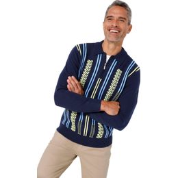 Herren Polopullover im Jacquardmuster marine-zitrone-gemustert, Gr&ouml;&szlig;e 60