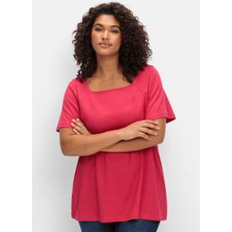 sheego Gro&szlig;e Gr&ouml;&szlig;en T-Shirt mit Karree-Ausschnitt, magenta, Gr&ouml;&szlig;e 56/58 - Damen