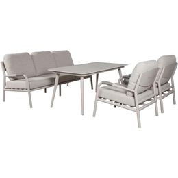 Gartenlounge-Set Konifera "Fernando", beige, beige, Aluminium, Wicker/Kunststoffgeflecht, Sitzm&ouml;bel-Sets, bestehend aus 2 Sesseln, 1 Sofa, 1 Tisch und Sitzauflagen