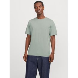 Jack & Jones Rundhalsshirt JACK & JONES "JJEORGANIC MELANGE TEE SS O-NECK NOOS", Damen, Gr. M, gr&uuml;n (iceberg gr&uuml;n detail:melange), Jersey, Obermaterial: 60% Baumwolle, 40% Polyester, meliert, slim fit taillenbedeckt, Rundhals, gerader Abschluss, Shirts Rundhalsshirt, in Melange Optik