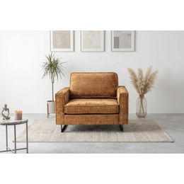 Loveseat Home Affaire, B:105cm H:85cm T:97cmbrick rot, 100% Polyester, Sessel, "Pinto 105 cm, Cord, Chenille, Lederoptik", mit Keder, Metallf&uuml;&szlig;en und