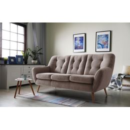 3-Sitzer exxpo - SOFA FASHION "Scandi, bequem, aufwendige R&uuml;ckenpolsterung f&uuml;r mehr Sitzkomfort", braun (cappuccino), B:187cm H:92cm T:92cm, Sofas, aktuelle Farben in hochwertigen Bezugsqualit&auml;ten, Holzfu&szlig;