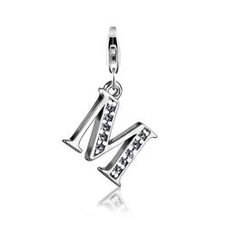 Charm-Einh&auml;nger NENALINA "Buchstabe "R" Anh&auml;nger Zirkonia 925 Silber", silber, Charms, Damen, mit Steinen, Silber 925 (Sterlingsilber)