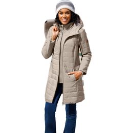 Damen Longjacke in 2-in-1-Optik taupe, Gr&ouml;&szlig;e 38