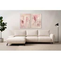 Ecksofa OTTO HOME "KELLIE, L-Form, 315 cm, verstellbare Armlehne, Metallf&uuml;&szlig;e", hellbeige, B:315cm H:93cm T:169cm, Sofas, Ecksofa, wahlweise Recamiere links o. rechts, Chenille-Stoff, hoher Sitzkomfort