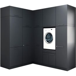 Mehrzweckschrank-Set LAUNDREEZY, B:218cm H:238cm T:68cmanthrazit matt, Holzwerkstoff, Kastenm&ouml;bel-Sets, "Laundreezy, 10-tlg. Mehrzweckschrank-Set
