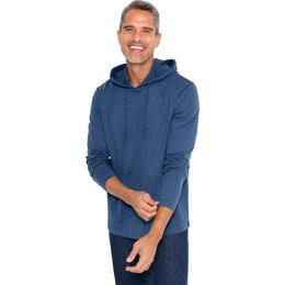Herren Sweatshirt mit Kapuze und Bindeband jeansblau-meliert, Gr&ouml;&szlig;e 44/46
