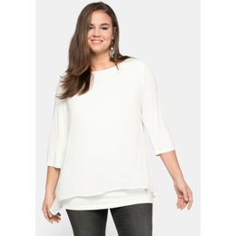 sheego Damen Blusenshirt mit Zipfelsaum, offwhite, Gr&ouml;&szlig;e 44/46