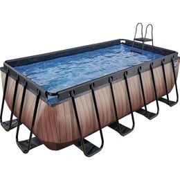Framepool EXIT, braun, B:200cm H:122cm L:400cm, Schwimmbecken, BxLxH: 200x400x122 cm, mit Kartuschenfilter und Sicherheitsleiter