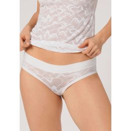 Hipster Sloggi "GO Allround Lace", Damen, Gr. 1, wei&szlig;, Single Jersey, Obermaterial: 59% Polyamid, 41% Elasthan, k&ouml;rpernah, Unterhosen, One Size, weiche Spitze, h&uuml;ftiger Schnitt