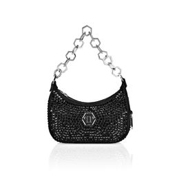 Schultertasche Philipp Plein "Mit Schmucksteinen", Damen, 02, schwarz, Taschen Schultertasche