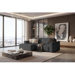 Schlafsofa Home Affaire, B:250cm H:82cm T:143cmdunkelgrau, 92% Polyester, 8% Nylon, Wohnzimmer, Sofas, "Noord Schlafecksofa, Breite 250 cm", Cord,