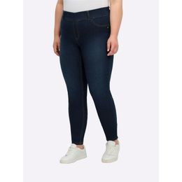 sheego Damen Schlupfjeans mit schmalem Bein, blue-used, Gr&ouml;&szlig;e 54