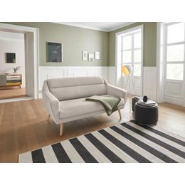 2-Sitzer OTTO HOME "Bille", beige (creme), B:167cm H:86cm T:90cm, Luxus-Microfaser weich (100% Polyester);Samtoptik (100% Polyester);Struktur (100% Polyester);Struktur fein (100% Polyester), Sofas, mit Naht im R&uuml;ckenkissen und Eiche-Beinen, Design by Morten Georgsen