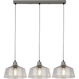 Searchlight H&auml;ngeleuchte "x Odeon 3Lt Bar Pendant - Grey Metal & Glass", grau (grau und klar), 3, H: 20,5cm, 1 Stk., Leuchten, H&auml;ngeleuchte