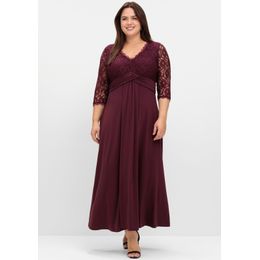 sheego Damen Abendkleid mit Oberteil aus Spitze, burgund, Gr&ouml;&szlig;e 42