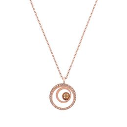 Kette mit Anh&auml;nger s.Oliver "Schmuck Geschenk, Kreise", ros&eacute;goldfarben, braun, hellbraun, Halsketten, Damen, Edelstahl, L: 45 B: 2mm, mit Kristallglas, B:2mm
