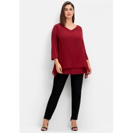 sheego Gro&szlig;e Gr&ouml;&szlig;en Blusenshirt mit Zipfelsaum, rubinrot, Gr&ouml;&szlig;e 48/50 - Damen