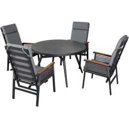 Garten-Essgruppe Konifera "Edessa Komfort", dunkelgrau, dunkelgrau, Aluminium, Sitzm&ouml;bel-Sets, inkl. 4 Sessel, 4 Sitzkissen, 1 Tisch