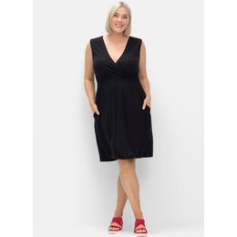 sheego Gro&szlig;e Gr&ouml;&szlig;en Jerseykleid mit Seitentaschen, schwarz, Gr&ouml;&szlig;e 48 - Damen