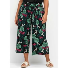 sheego Damen Culotte mit tropischem Muster, schwarz-gemustert, Gr&ouml;&szlig;e 42