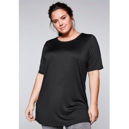 sheego Damen Funktionsshirt in Longform, schwarz, Gr&ouml;&szlig;e 40/42
