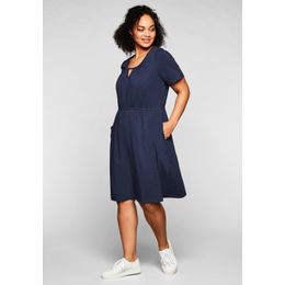sheego Gro&szlig;e Gr&ouml;&szlig;en Jerseykleid mit Cut-out am Ausschnitt, marine, Gr&ouml;&szlig;e 44 - Damen