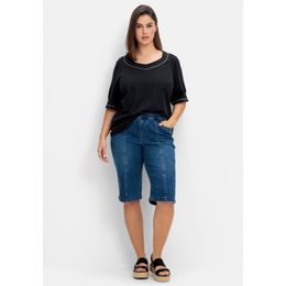 sheego Damen Jeansbermudas mit Gummibund, blue denim, Gr&ouml;&szlig;e 50