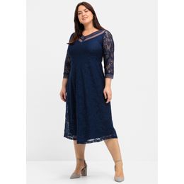 sheego Gro&szlig;e Gr&ouml;&szlig;en Abendkleid aus floraler Spitze, marine, Gr&ouml;&szlig;e 58 - Damen