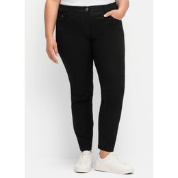 sheego Damen Stretch-Hose mit Gummibund, schwarz, Gr&ouml;&szlig;e 48