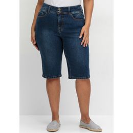 sheego Damen Jeansbermudas im Curvy-Schnitt MANUELA, dark blue denim, Gr&ouml;&szlig;e 48