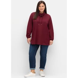 sheego Gro&szlig;e Gr&ouml;&szlig;en Sweatshirt mit weitem Stehkragen, weinrot, Gr&ouml;&szlig;e 48/50 - Damen