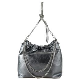 Umh&auml;ngetasche "Chicca", Damen, Gr. B/H/T: 25cm x 23cm x 9cm onesize, silber, Leder, Collezione Alessandro, Taschen Umh&auml;ngetasche, aus echtem Leder, Umh&auml;ngebeutel