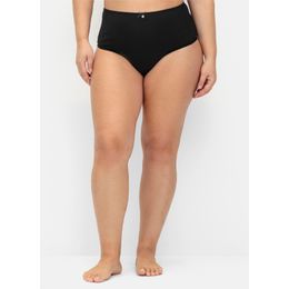 sheego Gro&szlig;e Gr&ouml;&szlig;en String im Doppelpack, im High-Waist-Schnitt, schwarz + schwarz, Gr&ouml;&szlig;e 52/54 - Damen
