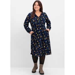 sheego Damen Druckkleid, Blau, Gr. 50, Druckkleider, Material: Viskose