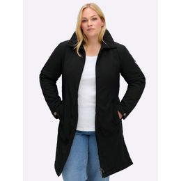 sheego Damen Winterjacke in leichter A-Linie, schwarz, Gr&ouml;&szlig;e 46