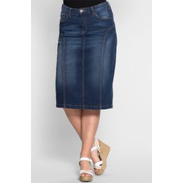 sheego Gro&szlig;e Gr&ouml;&szlig;en Jeansrock mit Teilungsn&auml;hten, dark blue denim, Gr&ouml;&szlig;e 56 - Damen